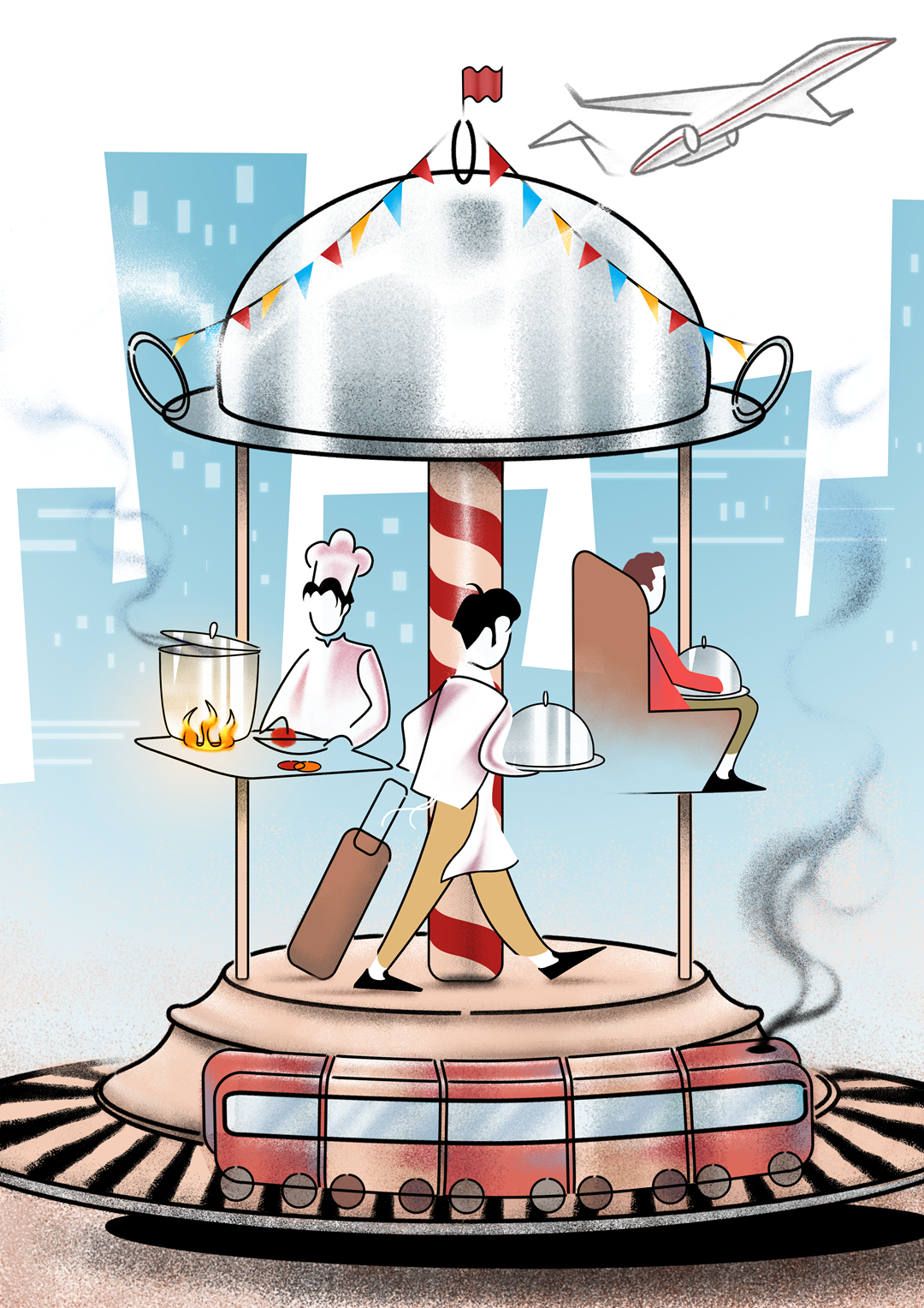 The chef, the kitchen, the train and the jet